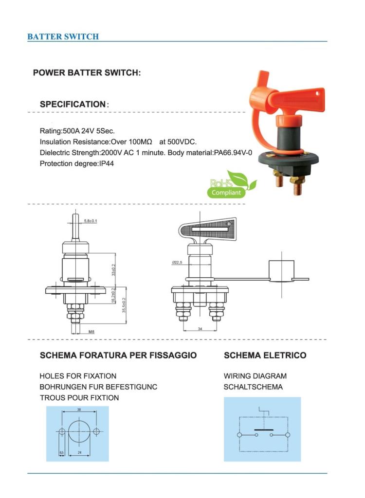 300A 12-24VDC 3/8" Or 5/16" Battery Disconnect Master Kill Switch
