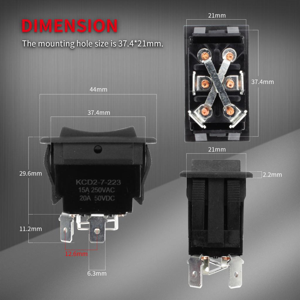 KCD2-7-223B Reverse Polarity Electrical Rocker Switch