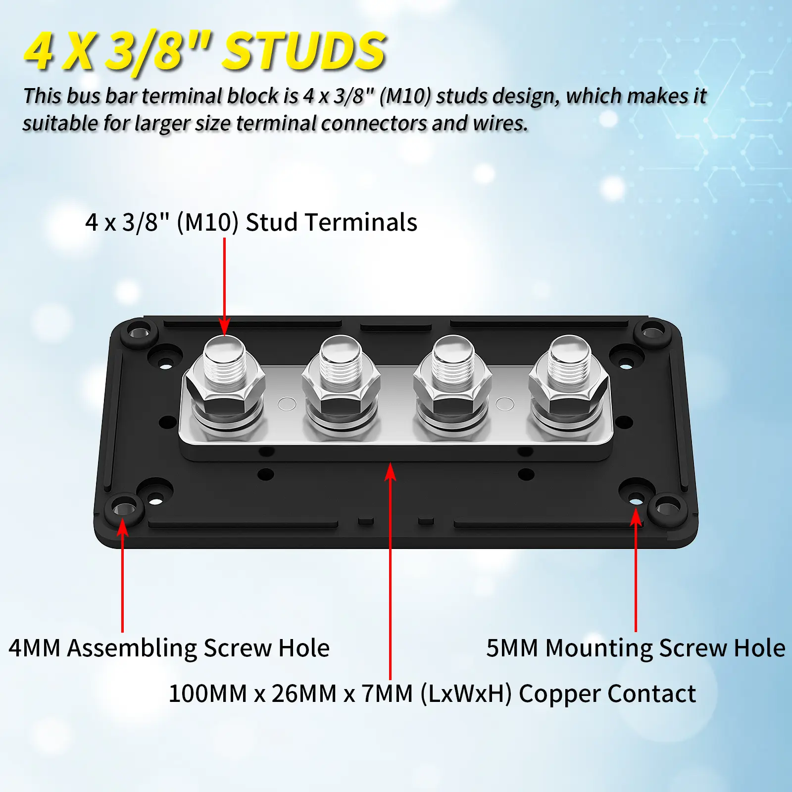 Terminal Connectors Betybedy Terminals Positive 300A Bus Bar Heavy Duty ...