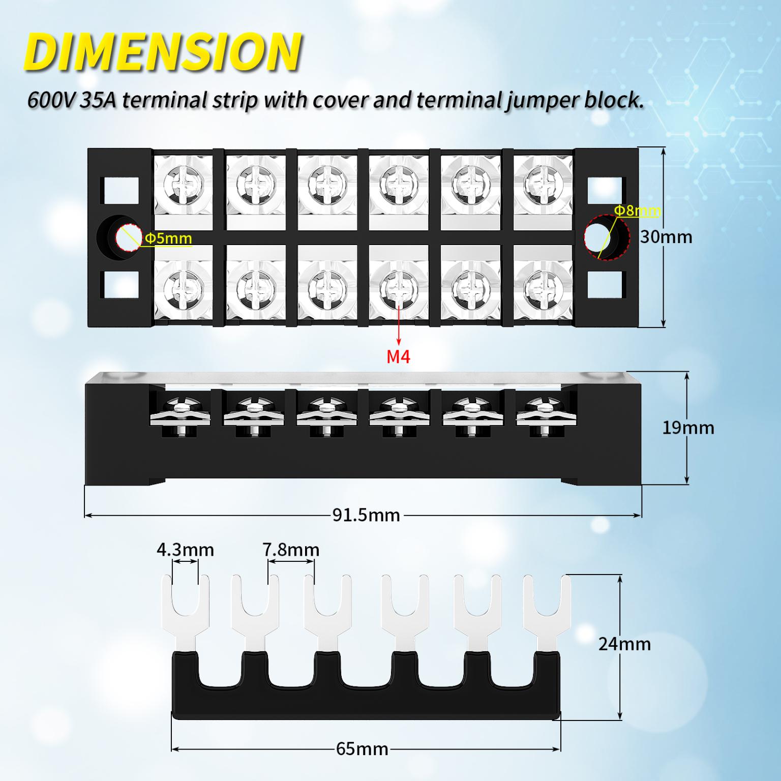 TB-3506 6 Position Dual Row Terminal Strip - DAIER