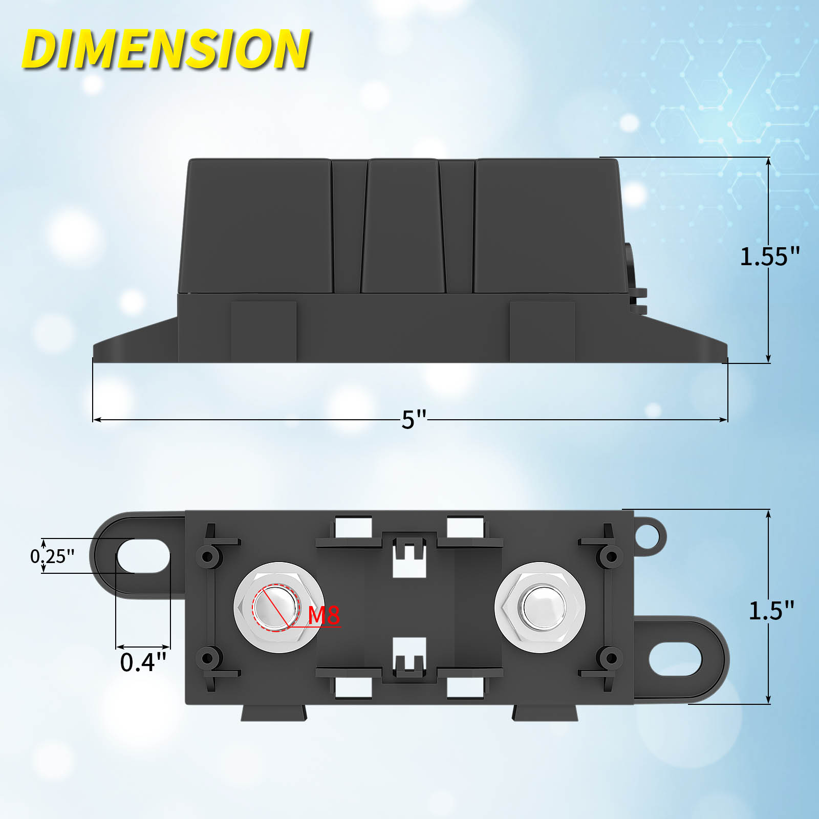 M8 Studs Bolt-Down AMG/MEGA Fuse Holder With Cover - DAIER