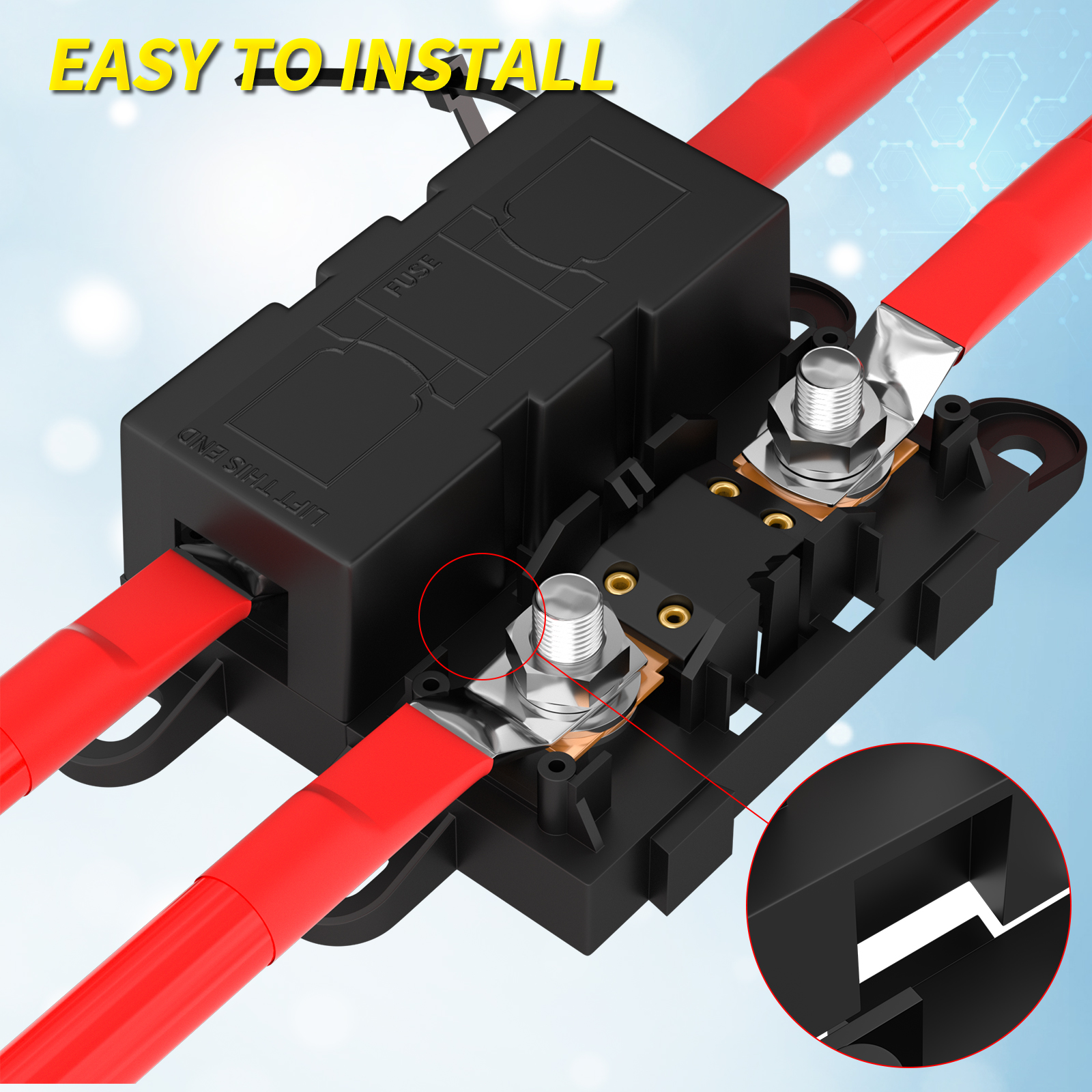 M8 Studs Bolt-Down AMG/MEGA Fuse Holder With Cover - DAIER