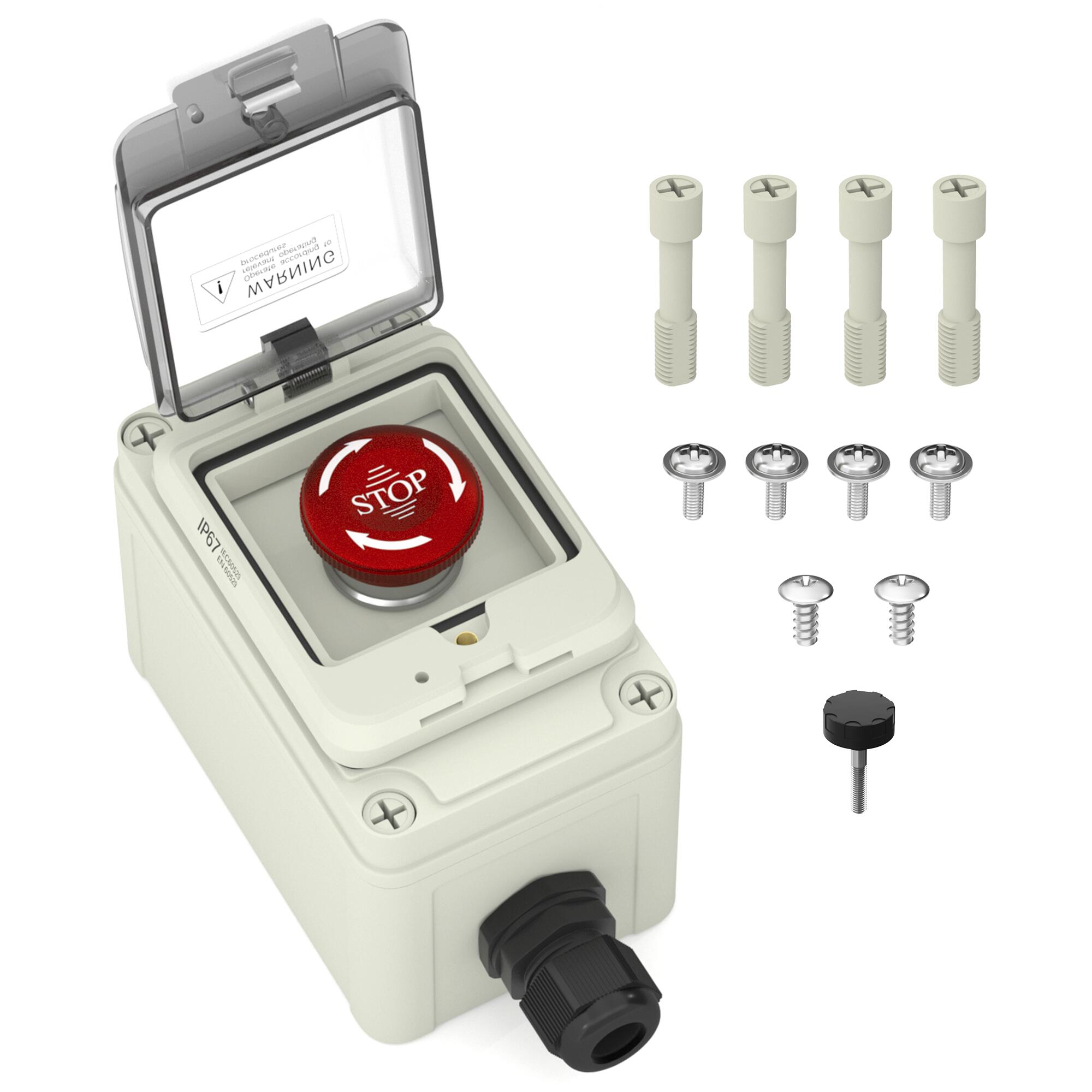 8A 250VAC Emergency Stop Switch With IP67 Waterproof Enclosure
