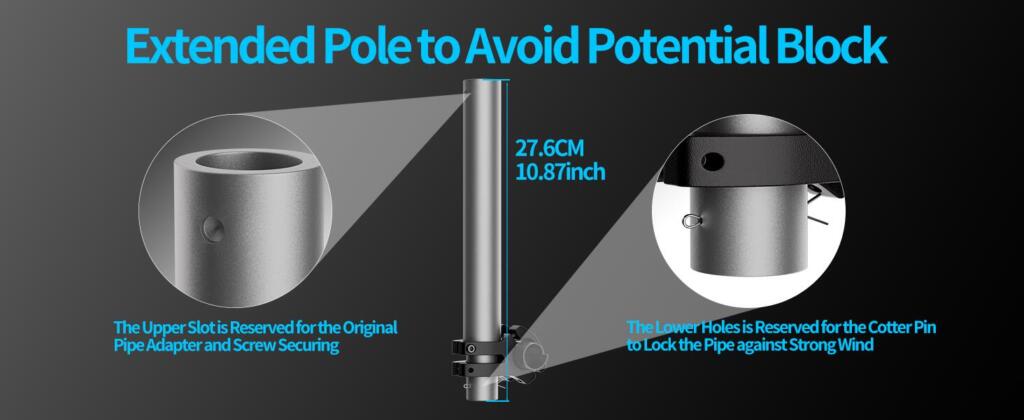 Starlink Mini Pole Mount Kit With Aluminum Alloy Extended Pipe Fits ...