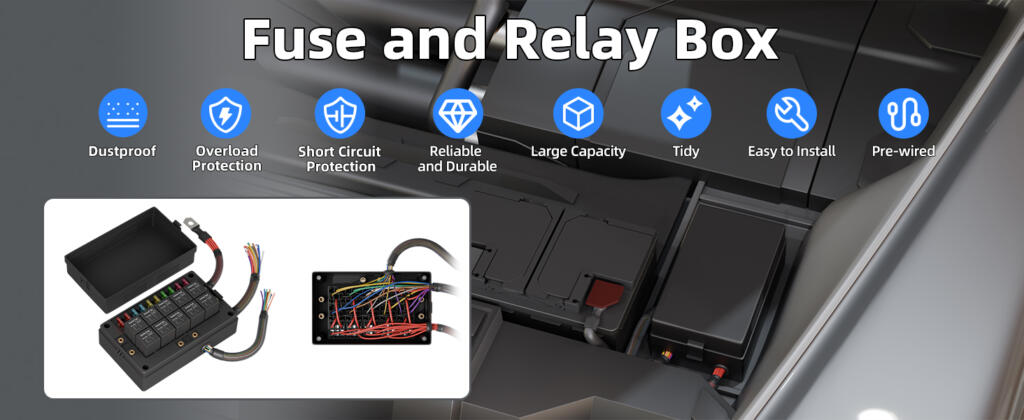 Automotive Pre-Wired 10 Way Fuse Relay Box With ATC/ATO Fuses And Relays