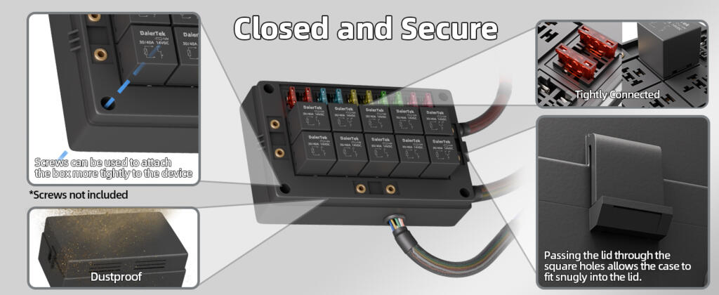 Automotive Pre-Wired 10 Way Fuse Relay Box With ATC/ATO Fuses And Relays