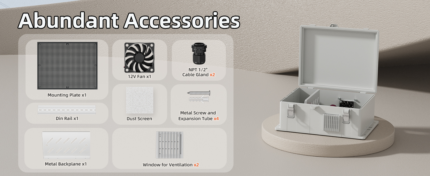 Vented Electrical Enclosure Box - Pole/Wall Mountable - 15.7"x11"x5.9"