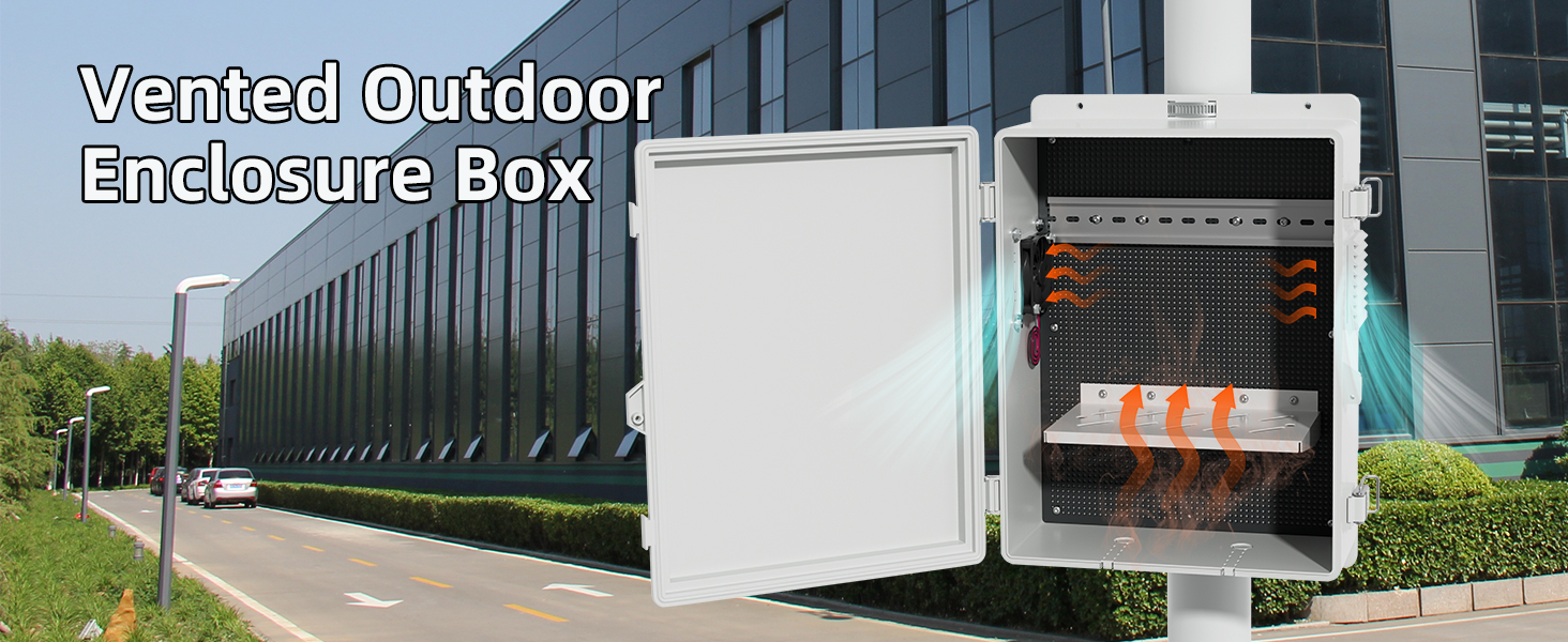 Vented Electrical Enclosure Box - Pole/Wall Mountable - 15.7"x11"x5.9"