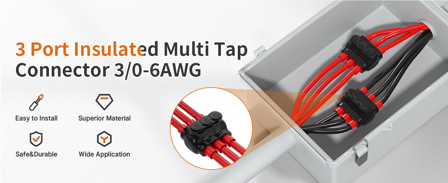 3-Port Multi-tap Aluminum To Copper Connector - Dual Entry - 3/0 AWG ...