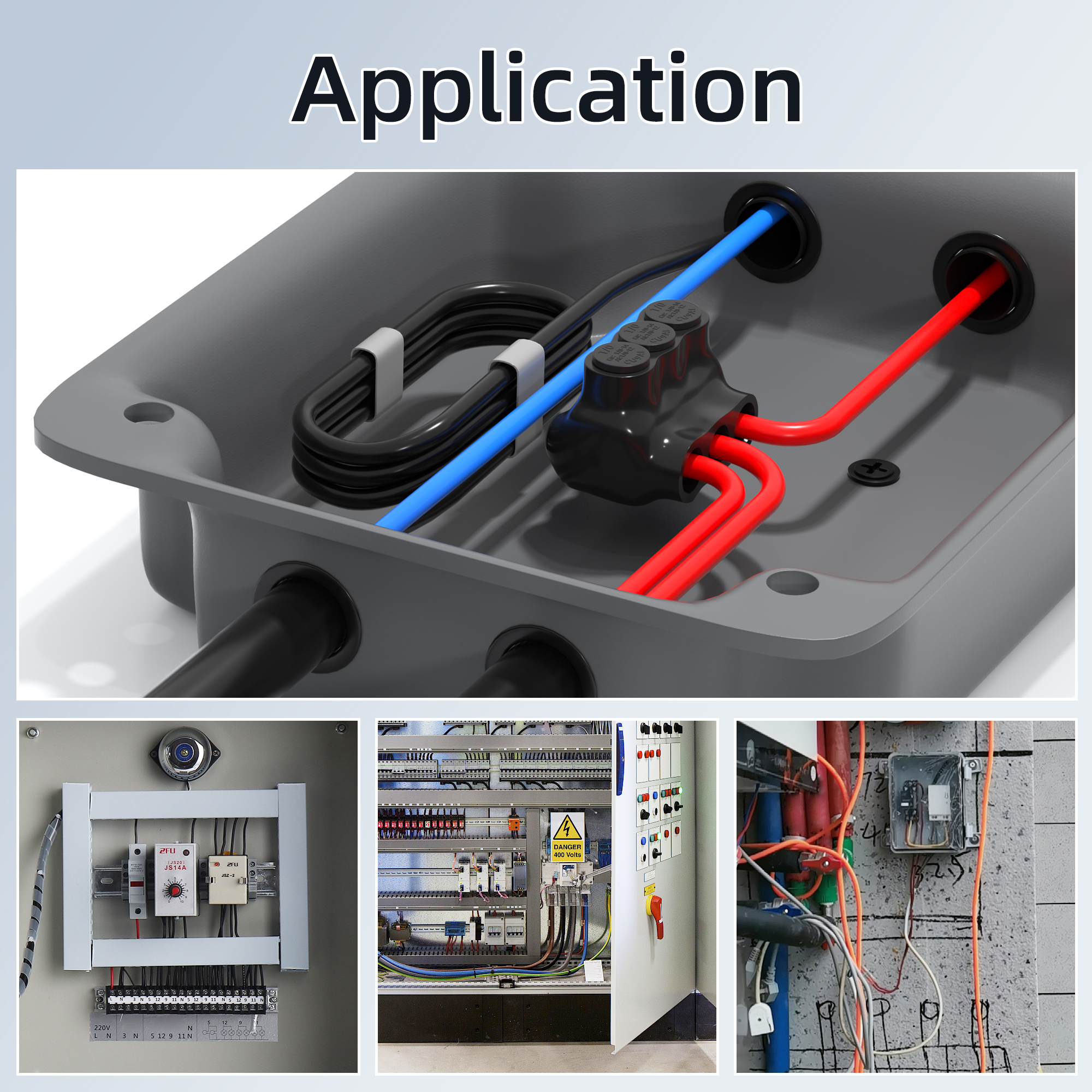 1/0 AWG - 14 AWG 3-Port Single-Sided Entry Insulated Multi-Tap Connector
