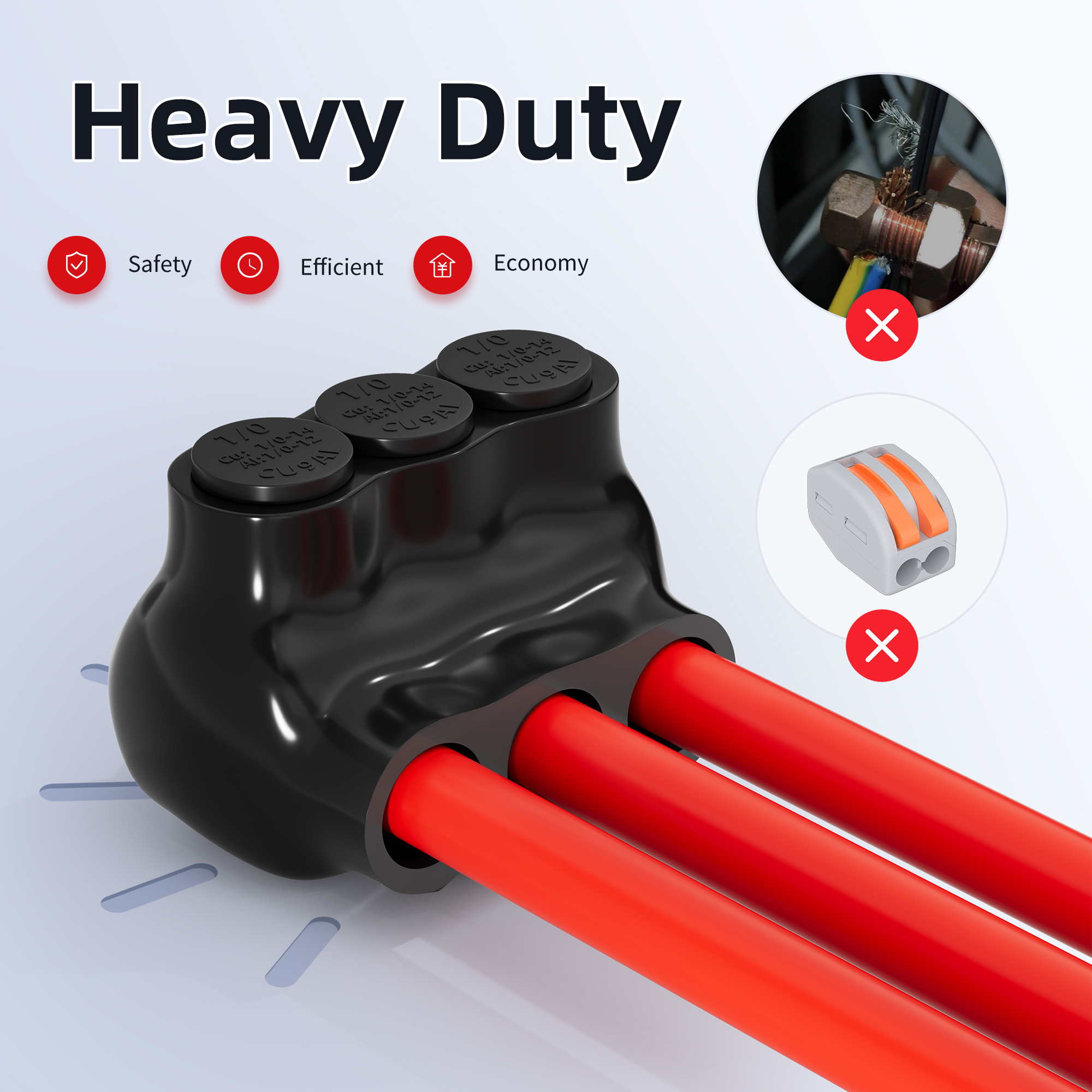 1/0 AWG - 14 AWG 3-Port Single-Sided Entry Insulated Multi-Tap Connector