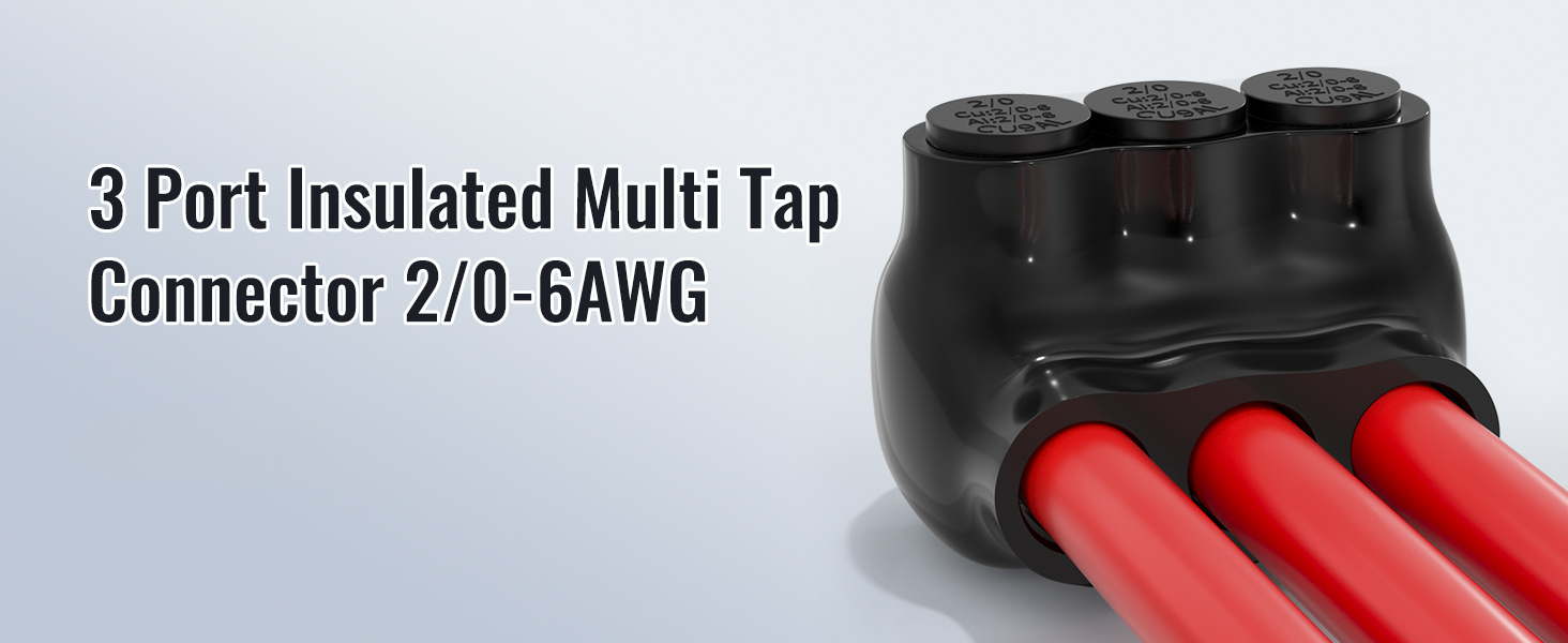 3-Port Insulated Multi-Tap Connector - Single-Sided Entry - 2/0 AWG - 6 AWG