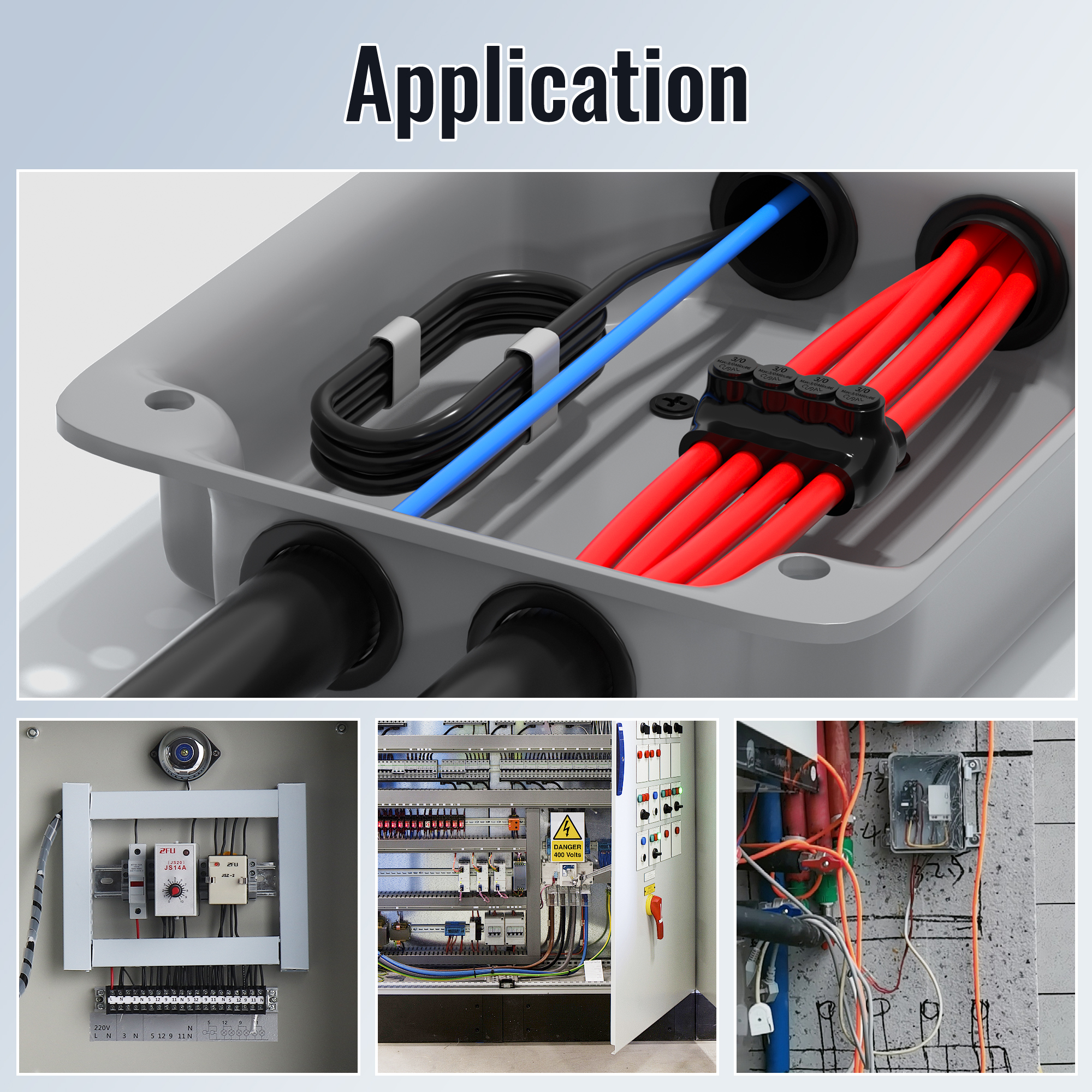 4 Port Insulated Multi Tap Connector - 3/0 AWG - 6 AWG - Dual-Sided Entry