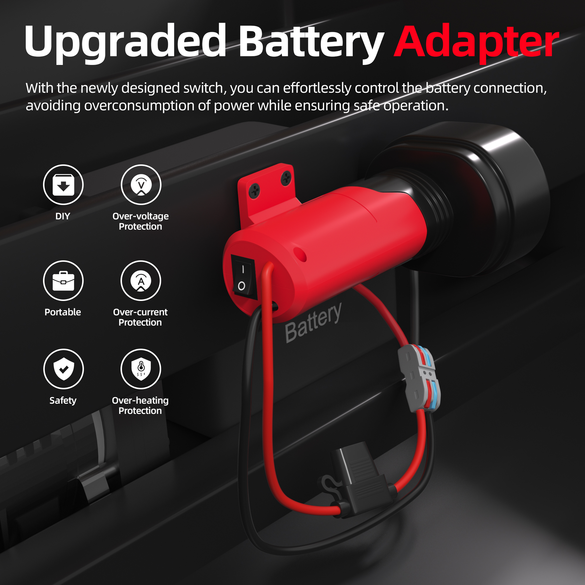 Milwaukee M12 Battery Adapter With Switch & Fuse - 12 AWG Wire