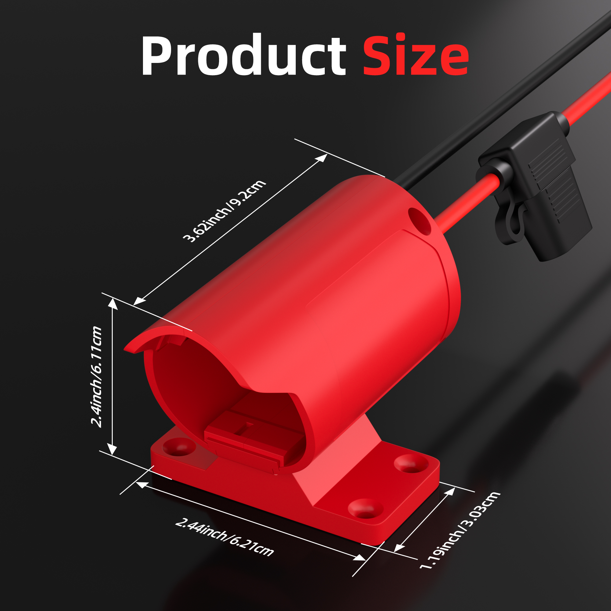 Milwaukee M12 Battery Adapter With Switch & Fuse - 12 AWG Wire
