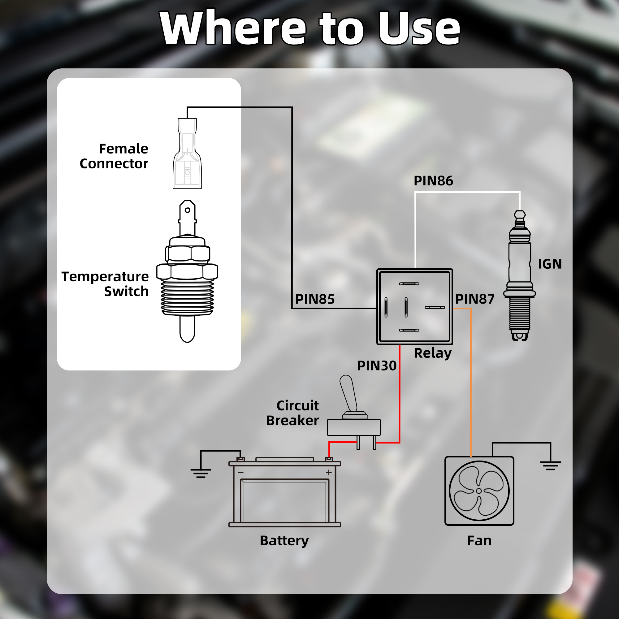 3/8" NPT Fan Thermostat Temperature Switch 185 ON / 175 OFF Engine ...