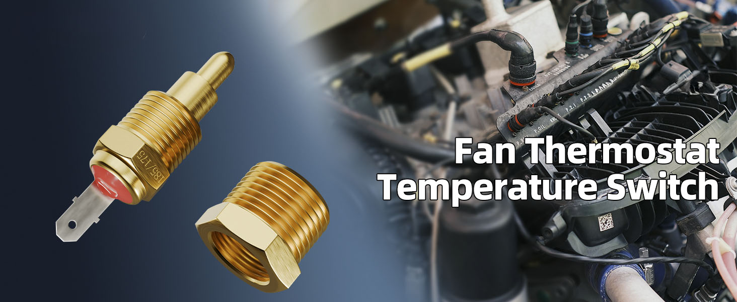 3/8" NPT Fan Thermostat Temperature Switch 185 ON / 175 OFF Engine ...