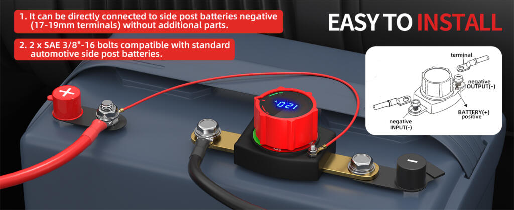 250A DC 5-60V Side Post Battery Disconnect Switch With Digital Voltage ...