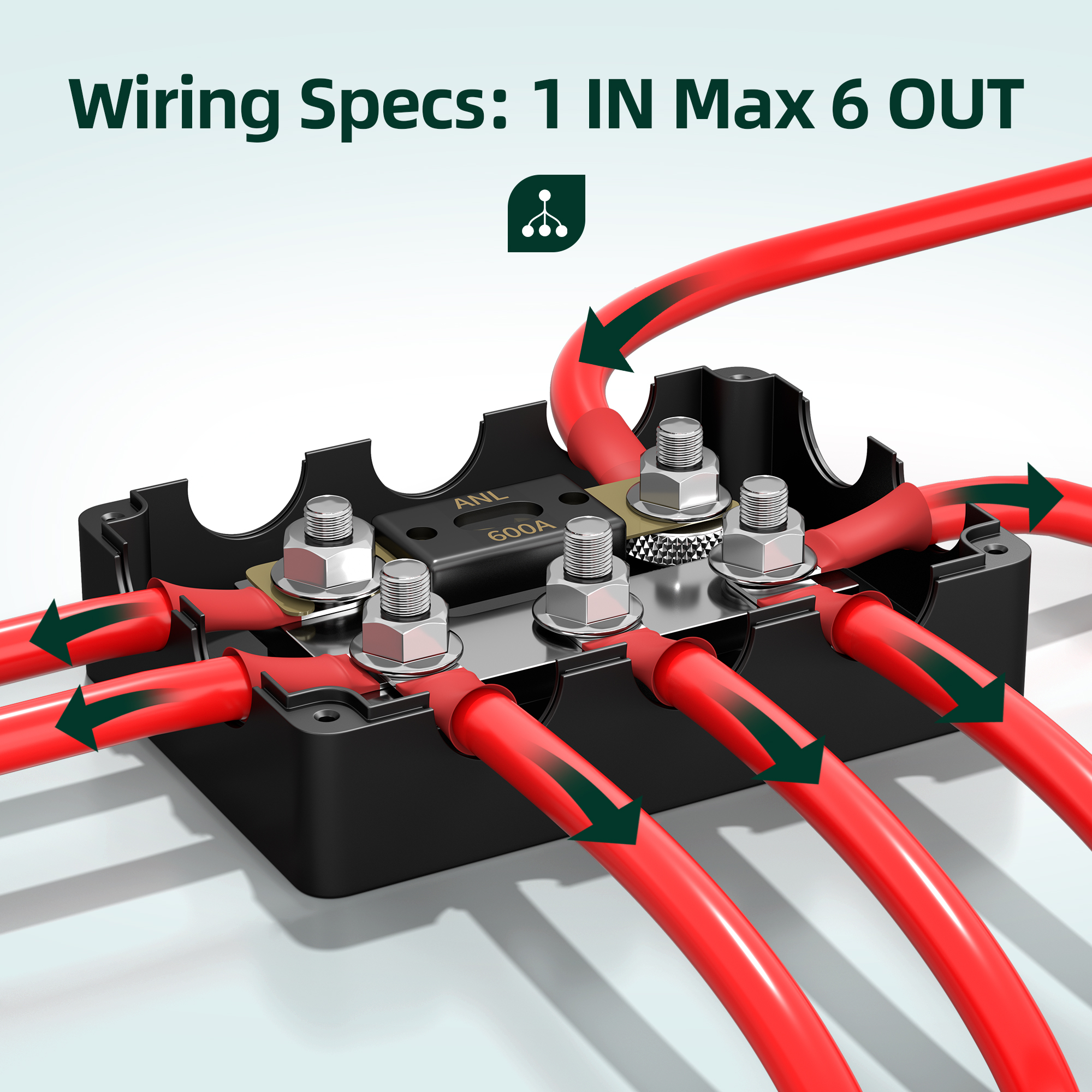 48V DC 1 In 6 Out ANL Fuse Block Kit Power Distribution With M8 Studs ...