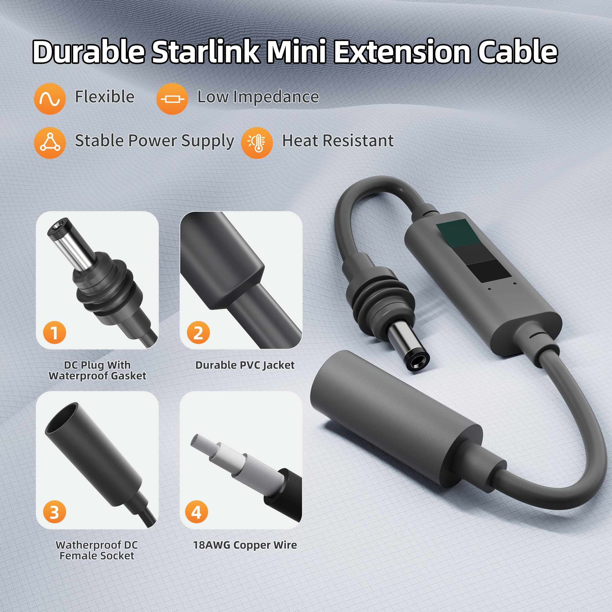 Starlink Mini DC To DC Female Adapter Power Extension - 0.17M/0.56FT